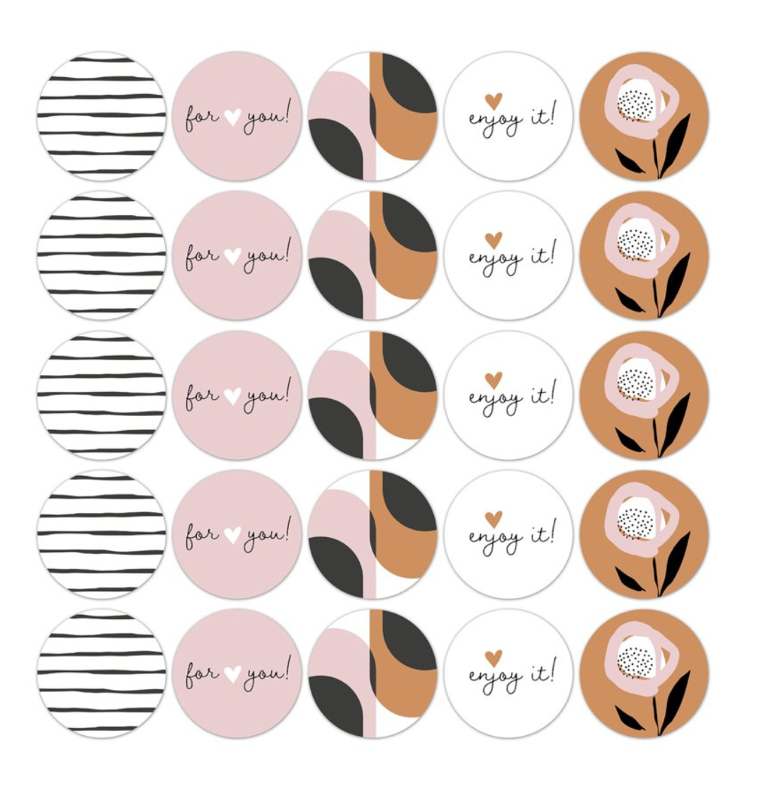 Assortiment - Roze Stickers Rond – Letters by Mae